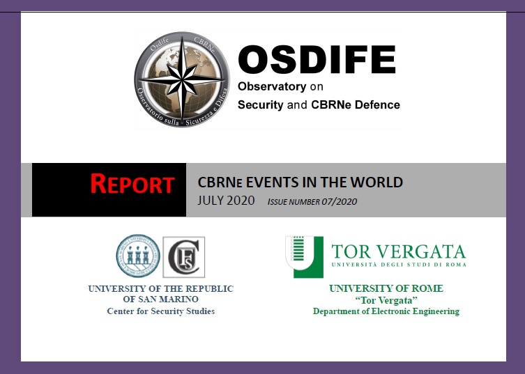 Report on CBRNe Events in the World – July 2020 Edition | Dipartimento ...